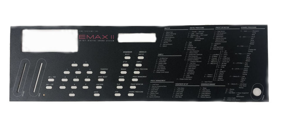 Panel overlay, Emax II Rack - Syntaur